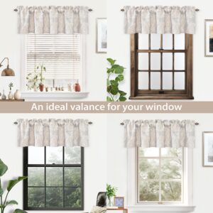 DriftAway Cathy Valance Linen Textured 2 Layers Farmhouse and Modern Rustic Linen Curtains Blackout Valance for Kitchen Living Room Paisley Block Print Single 52 Inch by 14 Inch Plus 2 Inch Gray