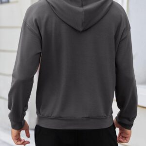 Vdnerjg Mens Hoodies Long Sleeve American Flag Graphic Drawstring Hooded Pullover Sweatshirts Grey