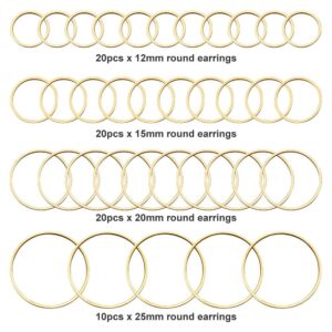 70pcs Earrings Beading Hoop Earring Finding Round Earring Circle Round Beading Hoop Open Bezel Pendant Frame for Jewelry Making