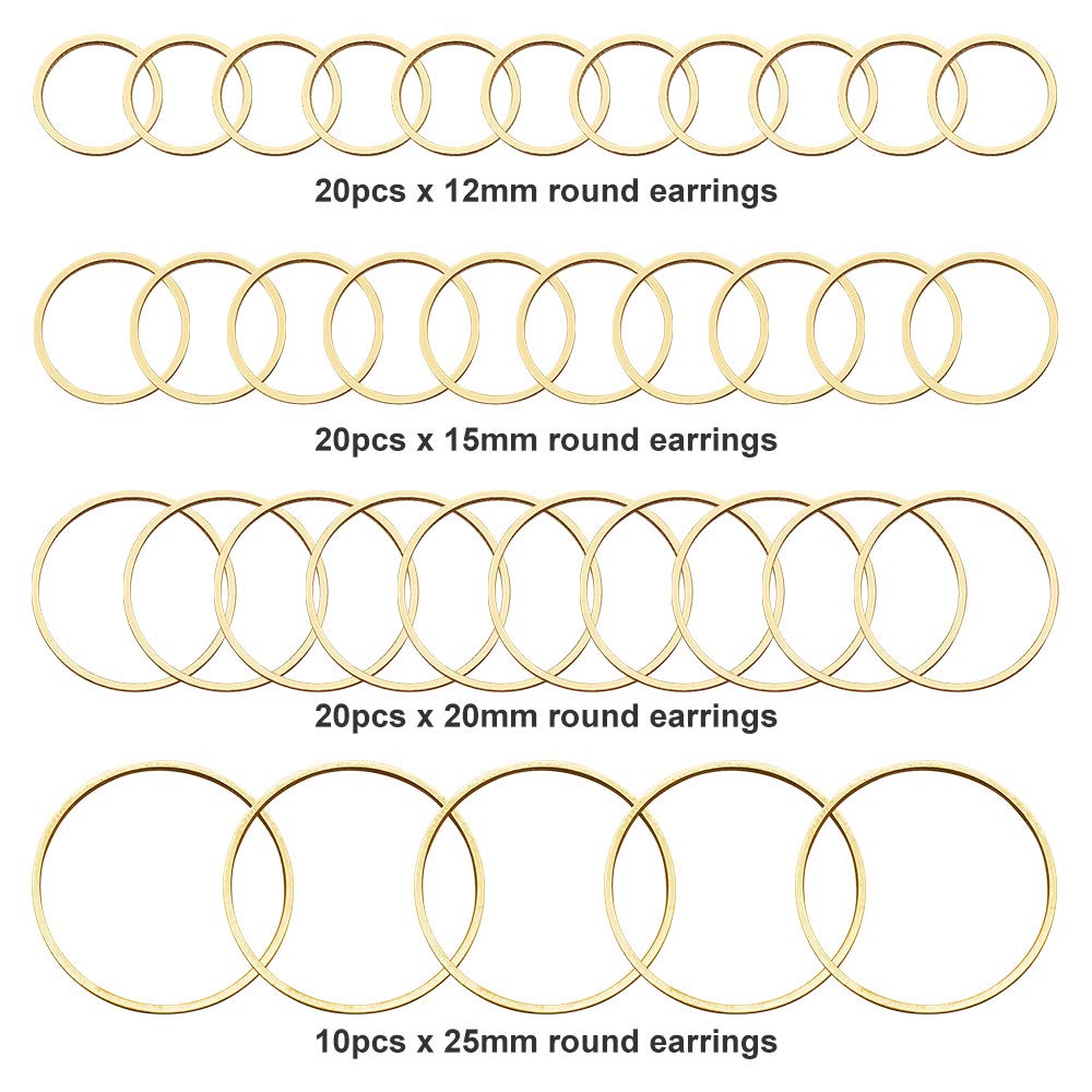 70pcs Earrings Beading Hoop Earring Finding Round Earring Circle Round Beading Hoop Open Bezel Pendant Frame for Jewelry Making