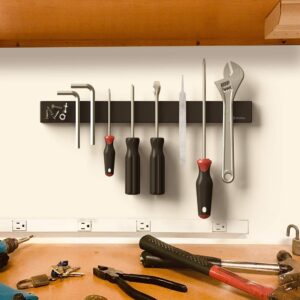 Rich&Ray 16 Inch Magnetic Knife Holder, Kitchen Knife Magnetic Holder for Wall No Drilling, Kitchen Accessories Organizer Bar or Used in Organizing Tools (Stainless Steel-16 inch, Black)