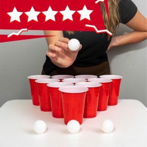 BayView Beer Pong Set Complete | 24 Cups & 4 Balls | America's #1 Drinking Game, Reusable