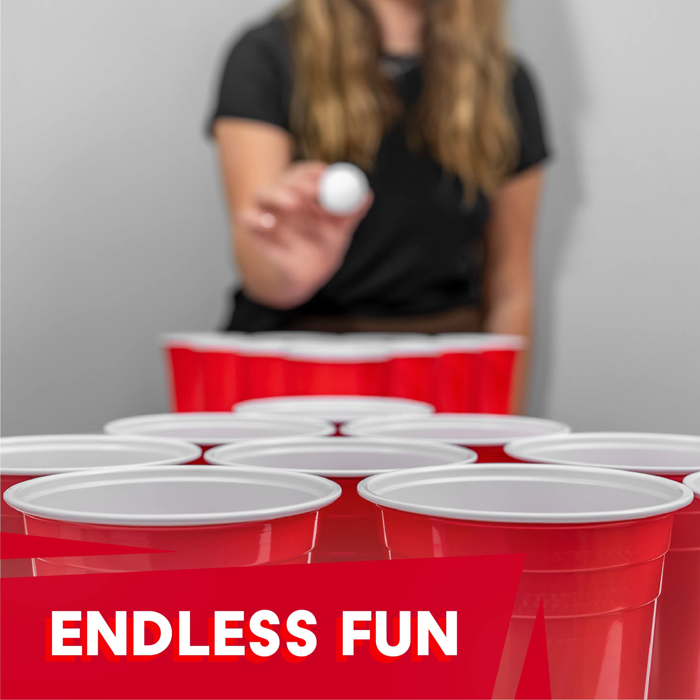 BayView Beer Pong Set Complete | 24 Cups & 4 Balls | America's #1 Drinking Game, Reusable