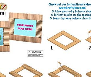 Perfect Stix DIY Tropical Picture Frame Kit Complete with Instructions - Made in USA from Recycled Materials - Krafty Kitz Build Your Own Wooden Craft Stick Kits, Natural Wood Dowel, 1 Frame Kit