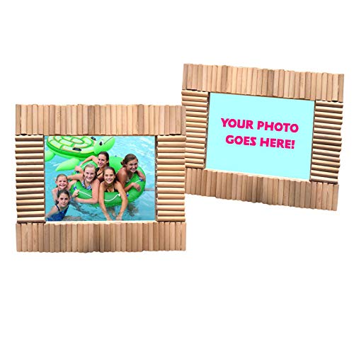 Perfect Stix DIY Tropical Picture Frame Kit Complete with Instructions - Made in USA from Recycled Materials - Krafty Kitz Build Your Own Wooden Craft Stick Kits, Natural Wood Dowel, 1 Frame Kit