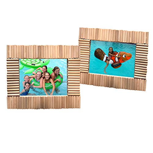 Perfect Stix DIY Tropical Picture Frame Kit Complete with Instructions - Made in USA from Recycled Materials - Krafty Kitz Build Your Own Wooden Craft Stick Kits, Natural Wood Dowel, 1 Frame Kit