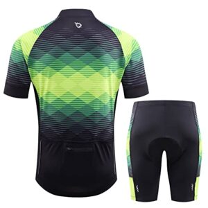 BALEAF Men's Cycling Jersey Set Bicycle Short Sleeve Mountain Bike Shirts Clothing Outfit MTB Summer UPF50+ Black/Yellow/Green Size XL