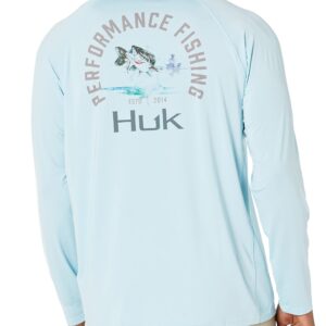 HUK Men's Pursuit Long Sleeve Sun Protecting Fishing Shirt, Bass-Ice Blue, X-Large