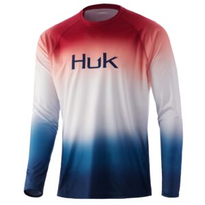 huk men's pattern pursuit long sleeve performance fishing shirt