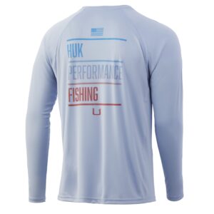 Huk Men's Americana Flag Pursuit | Long Sleeve Performance Fishing Shirt with +30 UPF Sun Protection