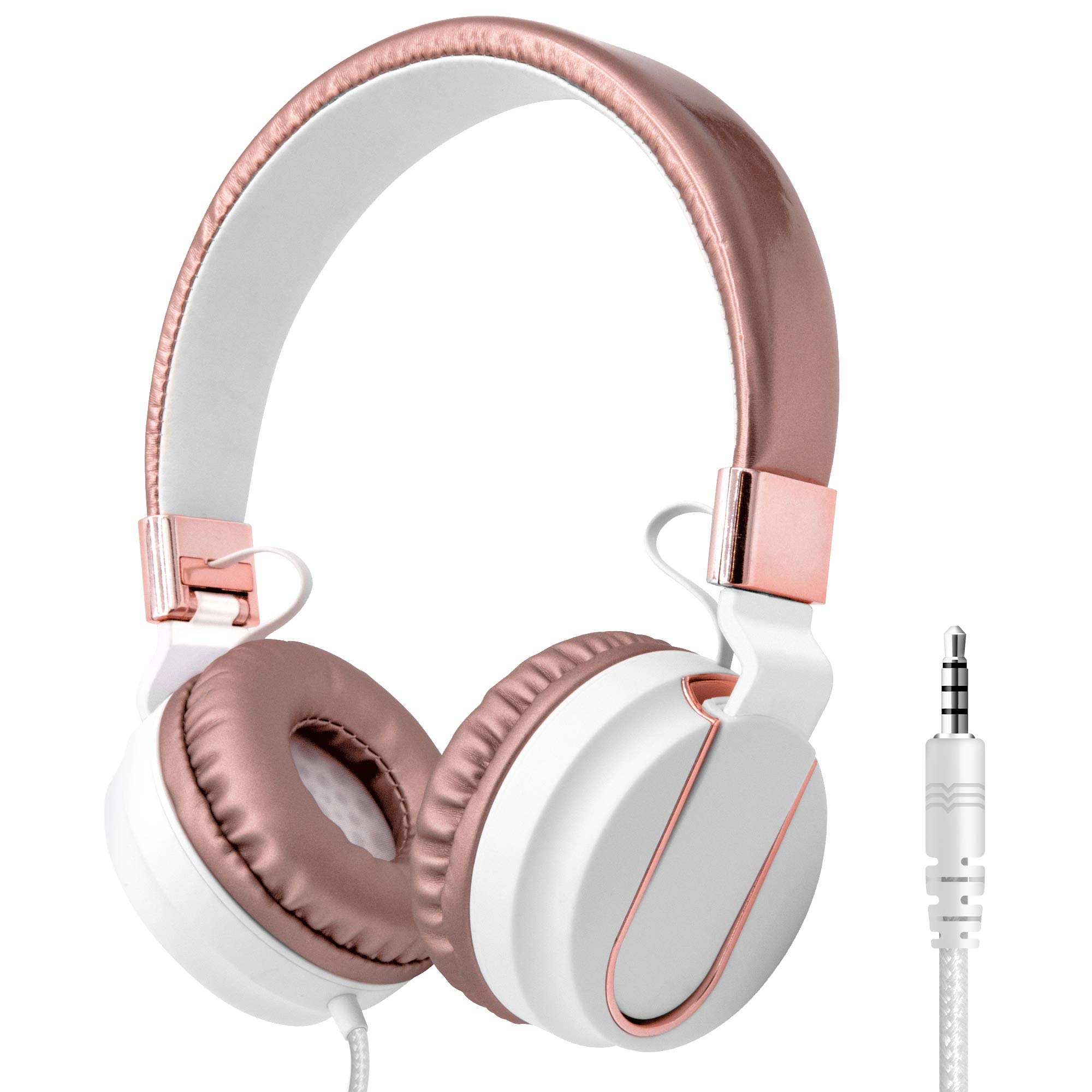 On-Ear Headphones with Built-in Mic, Portable Audio Headset with Adjustable Headband, Soft Ear Cushioned Pads, Foldable Design, for Phone or Computer Use, Hear Calls & Music Clearly - Chroma Rose Gold