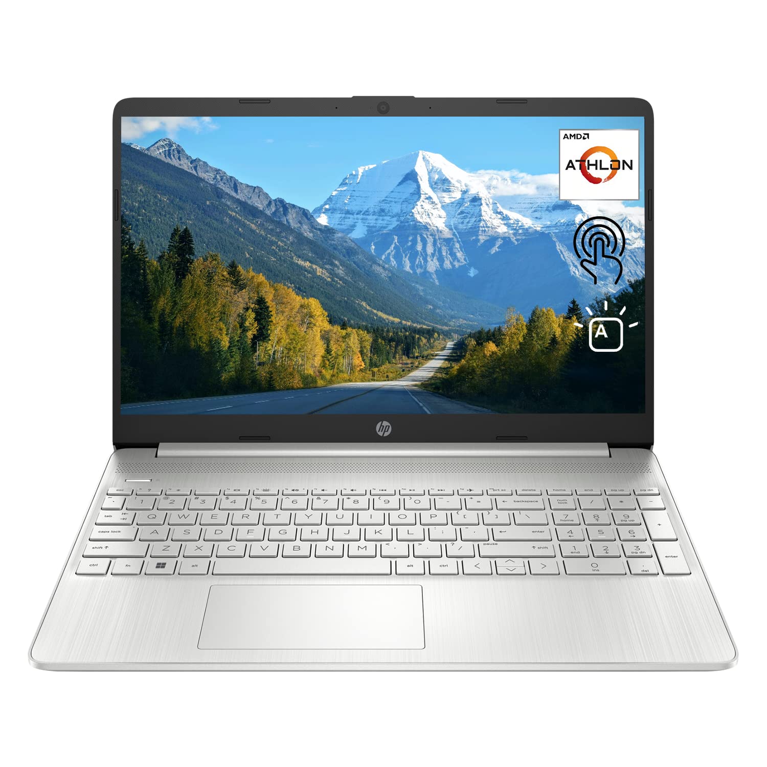 HP 15" HD Touchscreen Laptop, AMD Athlon Gold 3150U Processor, 8GB RAM, 1TB PCIe SSD, Backlit Keyboard, HDMI, Type-C, Wi-Fi, Bluetooth, Windows 11 Home, Silver