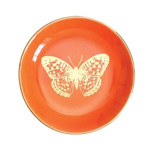 archive portico designs trinket tray collection small ceramic decorative tray, 3.9" diameter, orange