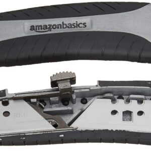 Amazon Basics Soft Grip Retractable Utility Knife with 3 Blades, Black/Silver