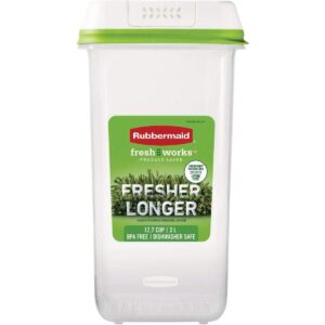 Rubbermaid FreshWorks Saver, Medium Tall Produce Storage Container, 12.7-Cup, Clear