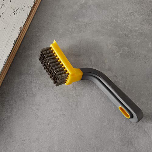 Amazon Basics Soft Grip Wide Stainless Stripper Brush, Black, yellow