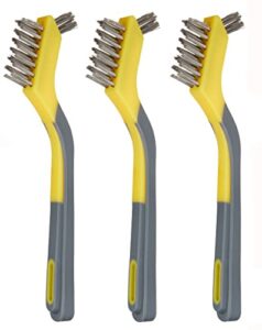 amazon basics stainless steel mini brushes, soft grip, 3-pack, black & yellow