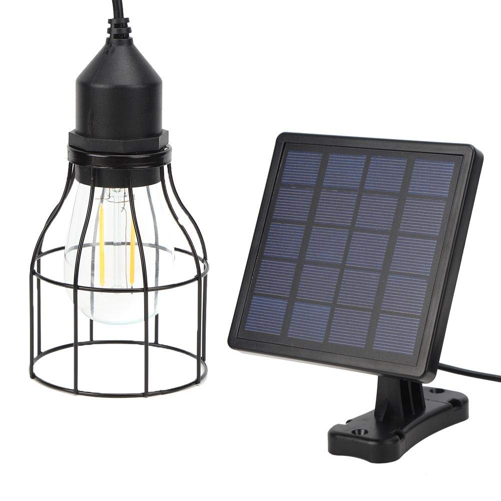 Focket Solar Powered Pendant Light,LED Chandelier E27 Waterproof Outdoor Hanging Shed Light Black Mini Pendant Lamp with Changeable Solar Panel for Garden,Garage,Pathway,Yard,Patio,Lawn,Balcony