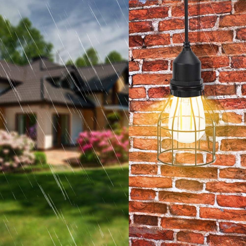 Focket Solar Powered Pendant Light,LED Chandelier E27 Waterproof Outdoor Hanging Shed Light Black Mini Pendant Lamp with Changeable Solar Panel for Garden,Garage,Pathway,Yard,Patio,Lawn,Balcony