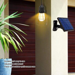 Focket Solar Powered Pendant Light,LED Chandelier E27 Waterproof Outdoor Hanging Shed Light Black Mini Pendant Lamp with Changeable Solar Panel for Garden,Garage,Pathway,Yard,Patio,Lawn,Balcony