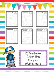 12 printable color the shapes worksheets