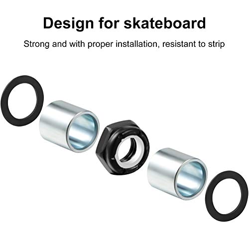 56 Pieces Skateboard Truck Hardware Kit Includes 8 Pieces Spacers, 8 Pieces Axle Nuts and 40 Pieces Speed Rings for Skateboard and Longboard