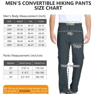 Outdoor Ventures Mens Hiking Pants Lightweight Quick Dry Convertible Pants, Stretch Zip-Off Cargo Pants for Travel Fishing Gery