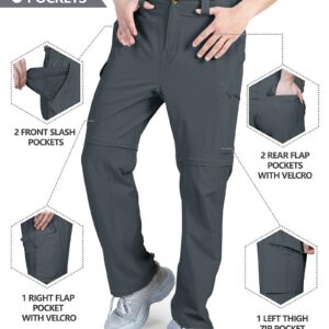 Outdoor Ventures Mens Hiking Pants Lightweight Quick Dry Convertible Pants, Stretch Zip-Off Cargo Pants for Travel Fishing Gery