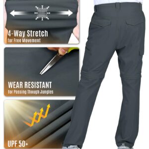 Outdoor Ventures Mens Hiking Pants Lightweight Quick Dry Convertible Pants, Stretch Zip-Off Cargo Pants for Travel Fishing Gery