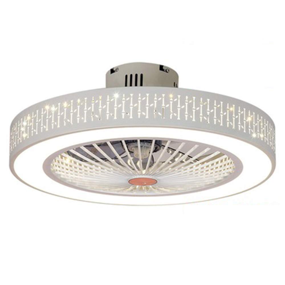 CNCEST 21.6" Modern Invisible Ceiling Fan Light LED Chandelier Lamp,Round Flush Mount Ceiling Fan Dimmable Light Adjustable Speed and Color Temperature with Remote Control 110V