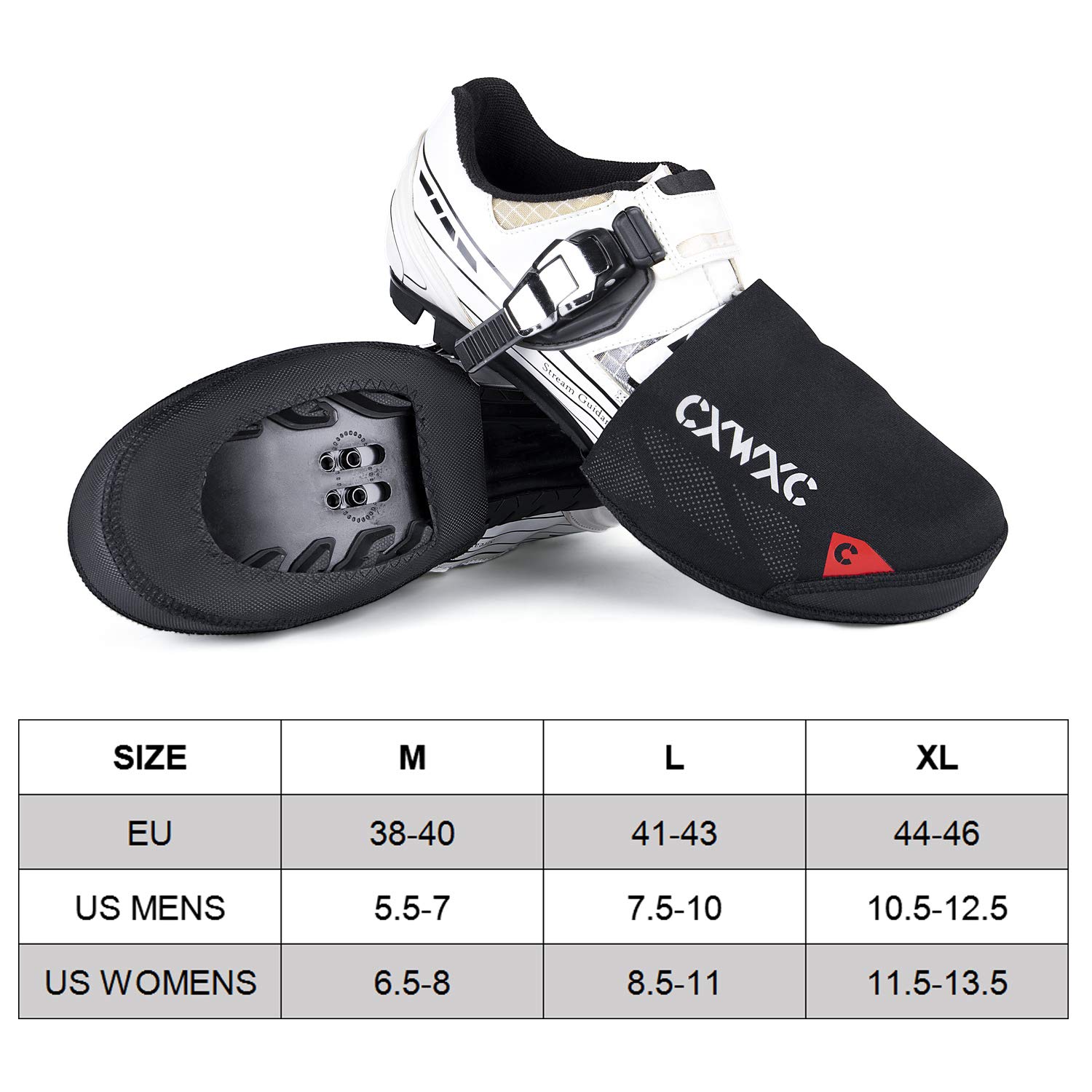 CXWXC Cycling Toe Covers for Men Women - Cycling Shoe Covers Winter Waterproof Breathable - Bike Overshoes Cold Weather Thermal Warm Black