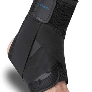 Lace Up Ankle Brace, Cross Strapping Ankle Stabilizer with Dual Side Support for Men & Women, Figure 8 Ankle Support Brace for Sprained Ankle (M)