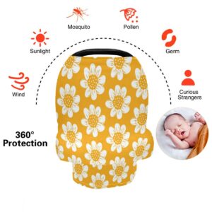 Nursing Cover Breastfeeding Scarf, Tropical Yellow Sunflower Car Seat Covers for Babies Infant Stretchy Soft Breathable Infant Stroller Cover, Carseat Canopy for Girls Boys