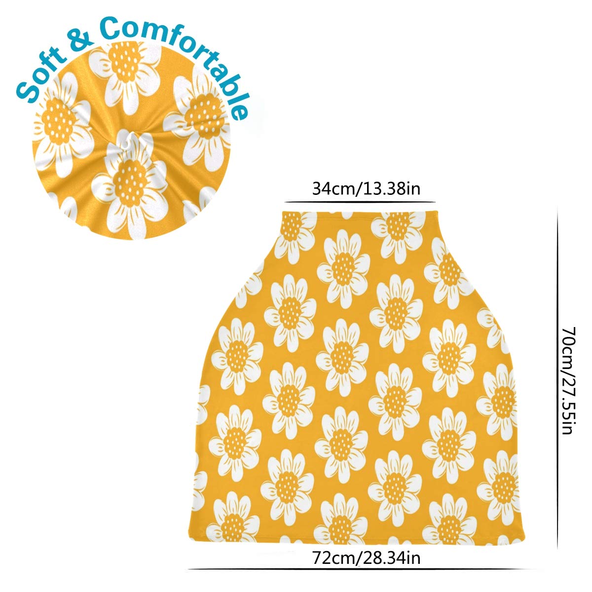 Nursing Cover Breastfeeding Scarf, Tropical Yellow Sunflower Car Seat Covers for Babies Infant Stretchy Soft Breathable Infant Stroller Cover, Carseat Canopy for Girls Boys