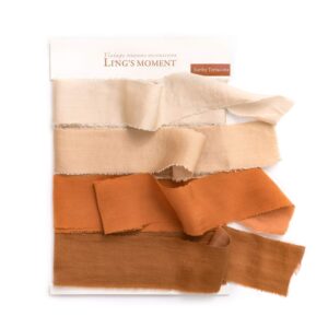 ling's moment handmade fringe chiffon silk-like ribbon smooth ribbon ombre colors chart, cozy terracotta