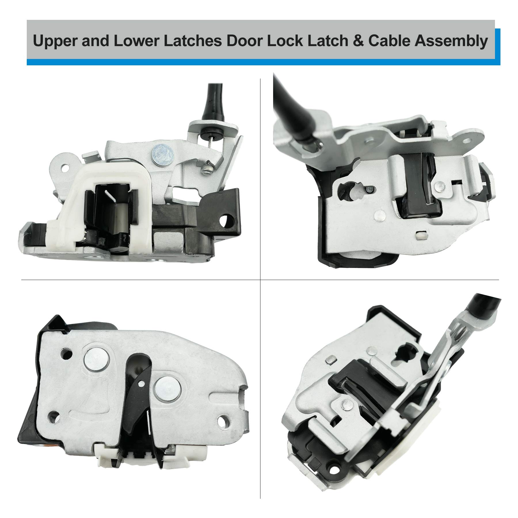 Door Lock Latch & Cable fit for Ford F-150 Extended Cab Pickup ONLY 2004 2005 2006 2007 2008, RH Passenger Upper and Lower Rear Side Latches Assembly, Replace 8L3Z-18264A00-B, 6L3Z-18264A00-B