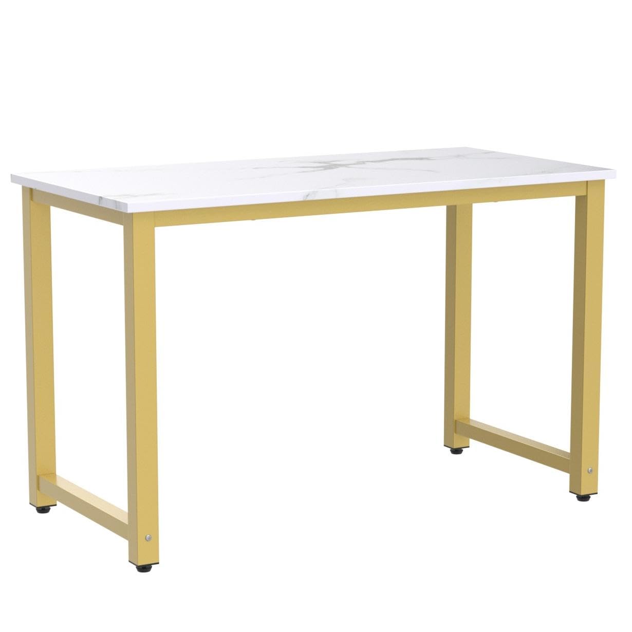 Dorriss Computer Desk,Home Office Desks, 47" Computer Table, Writing Desk,Marble Desk,White and Gold Desk, White Faux Marble Desk,Gold Metal Frame, White Desk,Marble Computer Desk for Home Office