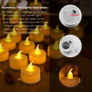 ANZOME Flameless Tea Lights with 30 Packs Luminary Bags, 30 Battery Operated LED Unscented Tea Lights Fake Tea Candles with Realistic Flames, Christmas, Weddings, Parties, Festivals, Halloween Decor