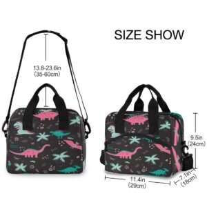 Colorful Dinosaur Lunch Bag for Boys Girls,Dinosaur Children Reusable Lunch Bags Lunch Box Container with Detachable Shoulder Strap,Insulated Lunch Coolers for School Work