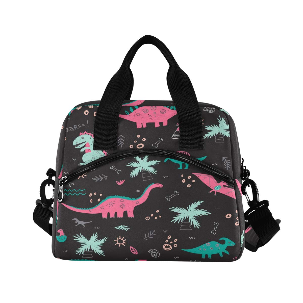 Colorful Dinosaur Lunch Bag for Boys Girls,Dinosaur Children Reusable Lunch Bags Lunch Box Container with Detachable Shoulder Strap,Insulated Lunch Coolers for School Work