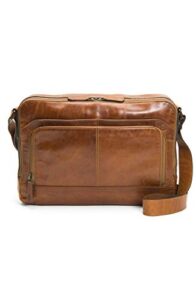 frye mens logan zip messenger bag, cognac, one size us