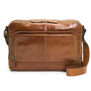 Frye mens Logan Zip Messenger Bag, Cognac, One Size US