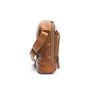 Frye mens Logan Zip Messenger Bag, Cognac, One Size US