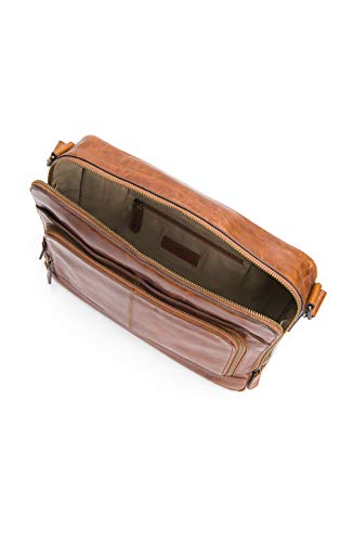 Frye mens Logan Zip Messenger Bag, Cognac, One Size US