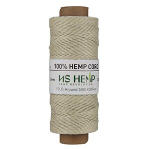 ns hemp 100% hemp cord, jewelry making, 0.5mm, 120 meters (400feet) (26 natural)