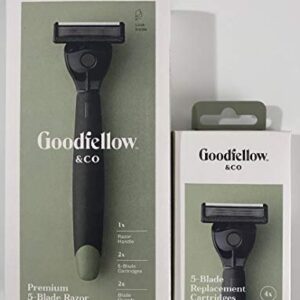 GoodFellow & Co 5 Blade Razor Handle with 2 cartridges + (4 Ct) Refill cartridges BUNDLE SET.