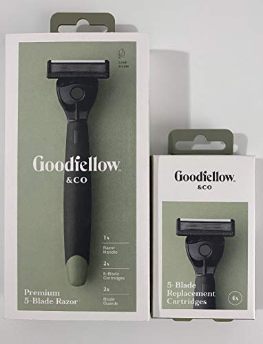 GoodFellow & Co 5 Blade Razor Handle with 2 cartridges + (4 Ct) Refill cartridges BUNDLE SET.