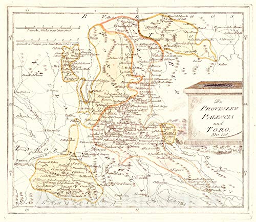 Historic Map - 1797 Die Provinzen Palencia und Toro - Vintage Wall Art - 53in x 44in