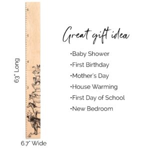 Headwaters Studio Wooden Growth Chart for Wall - Wood Height Chart for Kids Child Height Wall Chart Wood Growth Chart for Kids Kid Height Wall Chart, Height Measurement-Farm Animals-Natural-63" x 6.7"