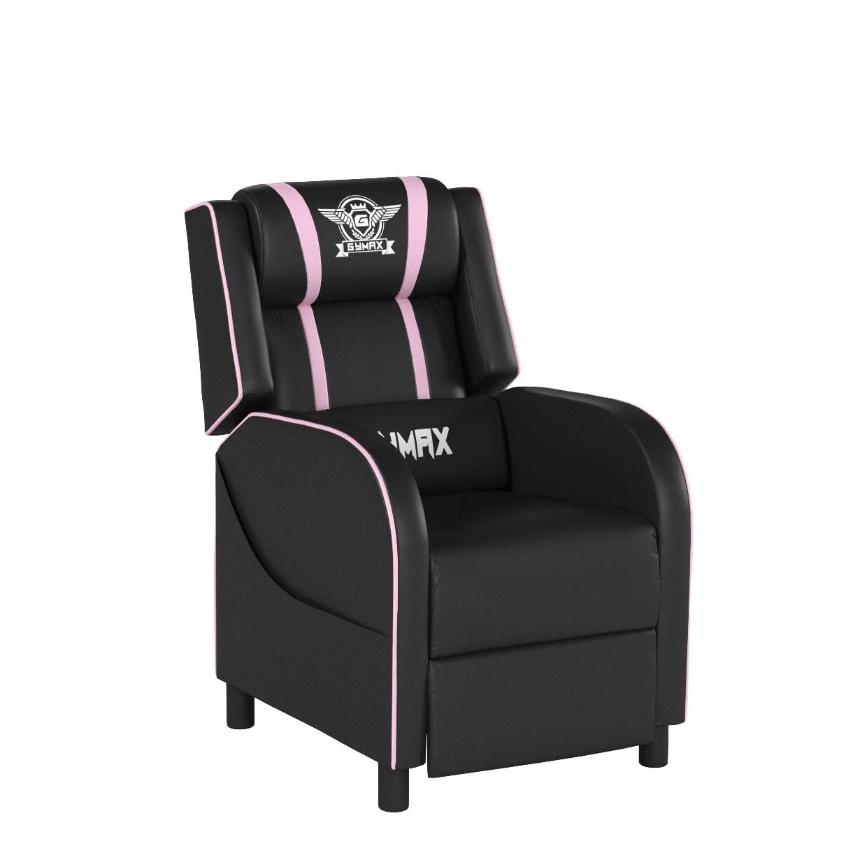 GYMAX Gaming Recliner, Massage Gaming Chair w/Adjustable Footrest, Remote Control & Side Pocket, Ergonomic Game Lounge Chair, Racing Style Single Theater Seat Game Sofa for Adults (Pink)